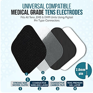 TENS Unit Electrode Pads TENS Unit Replacement Pads TENS Pads Replacement Electrodes for TENS Unit Pads Replacement TENS Replacement Pads Compatible with AUVON TENS 7000 Replacement Pads Black
