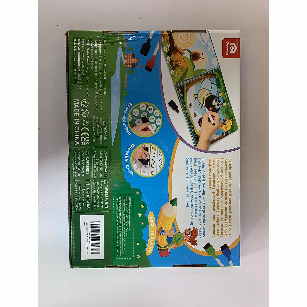 Coogam Pencil Control Tracing Workbook, Learn to Write Alphabet ABC Letters Numbers Handwriting Book Fine Motor Montessori Educational Toy Gift for Preschool Kids