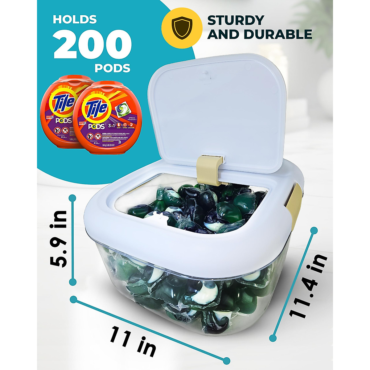 Skywin Laundry Pods Container for Laundry Room Organization, Dishwasher Pods Container (White)