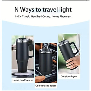 40 oz Insulated Stainless Steel Water Bottle with Lid,Handle and straw, Insulated Mug for Hot and Cold as Travel Gifts,Coffee/tea/Beverages Tumbler and Thermos