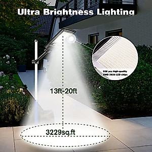KingHe Solar Street Lights Outdoor Waterproof- 800W Dusk to Dawn Solar Parking Lot Lights,Security Flood Lights with Motion Sensor Control for Yard, Path, Garage,Home, Commercial Grade