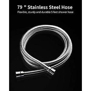 Ezelia High Pressure Shower Head with Pause Mode and Massage Spa, 5 Settings Handheld Showerhead Sprayer with 79" Stainless Steel Hose, Easy to Install, California Compliant 1.8 GPM