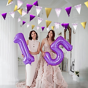 Gold Lavender Party Decoartions for Girls Golden Purple White 13th 16th 18th Birthday Garland Banner Backdrop Streamer Decor for Coming of Age Quinceanera Princess Theme Wedding Bridal Baby Shower Party Supplies