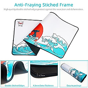 Womier Large Mouse Pad, Coral Sea Gaming Mouse Pad, Waterproof Big Desk Pads 27.6 x 11.8 Inches, Non-Slip Rubber Table Mat for Office Laptop PC Gamer, Kanagawa Surfing MousePads