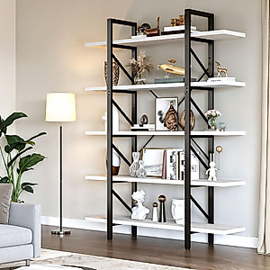 YITAHOME Book Shelf，5 Tier Bookcase, 12" D x 47" W x 71" H Large Industrial Book Shelf Storage Organizer for Living Room, Bedroom,Home Office, Free Standing Storage Shelving Unit, White