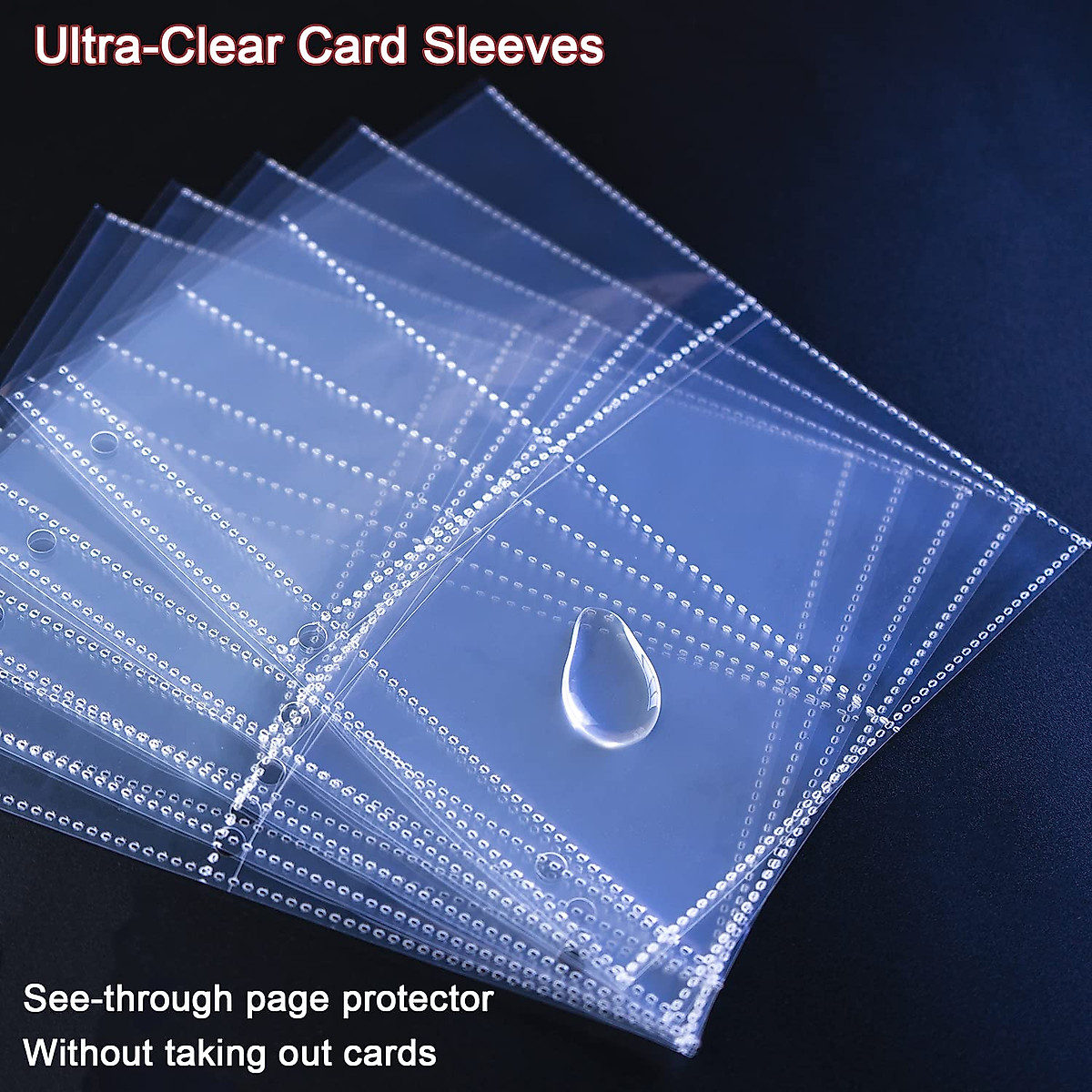 50 Pack 400 Pockets 2.5x3.5" Trading Card Sleeves,Double-Sided 4 Pocket 6.1x7.6" Page Protector,Ultra-Clear Pokemon Card Sheets for A5 Mini 3 Ring Binder