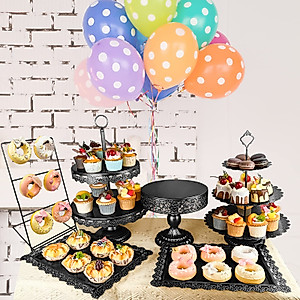 Black Cake Stand Set-7 Pcs Cake Stand Set-Dessert Table Display Set for Baby Shower, Wedding, Birthday Parties, Chrismas Celebration