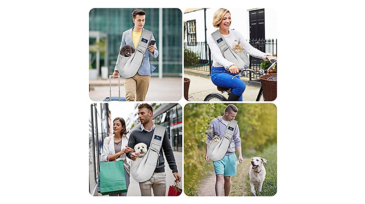 Cuby Dog and Cat Sling Carrier – Hands Free Reversible Pet Papoose Bag ...