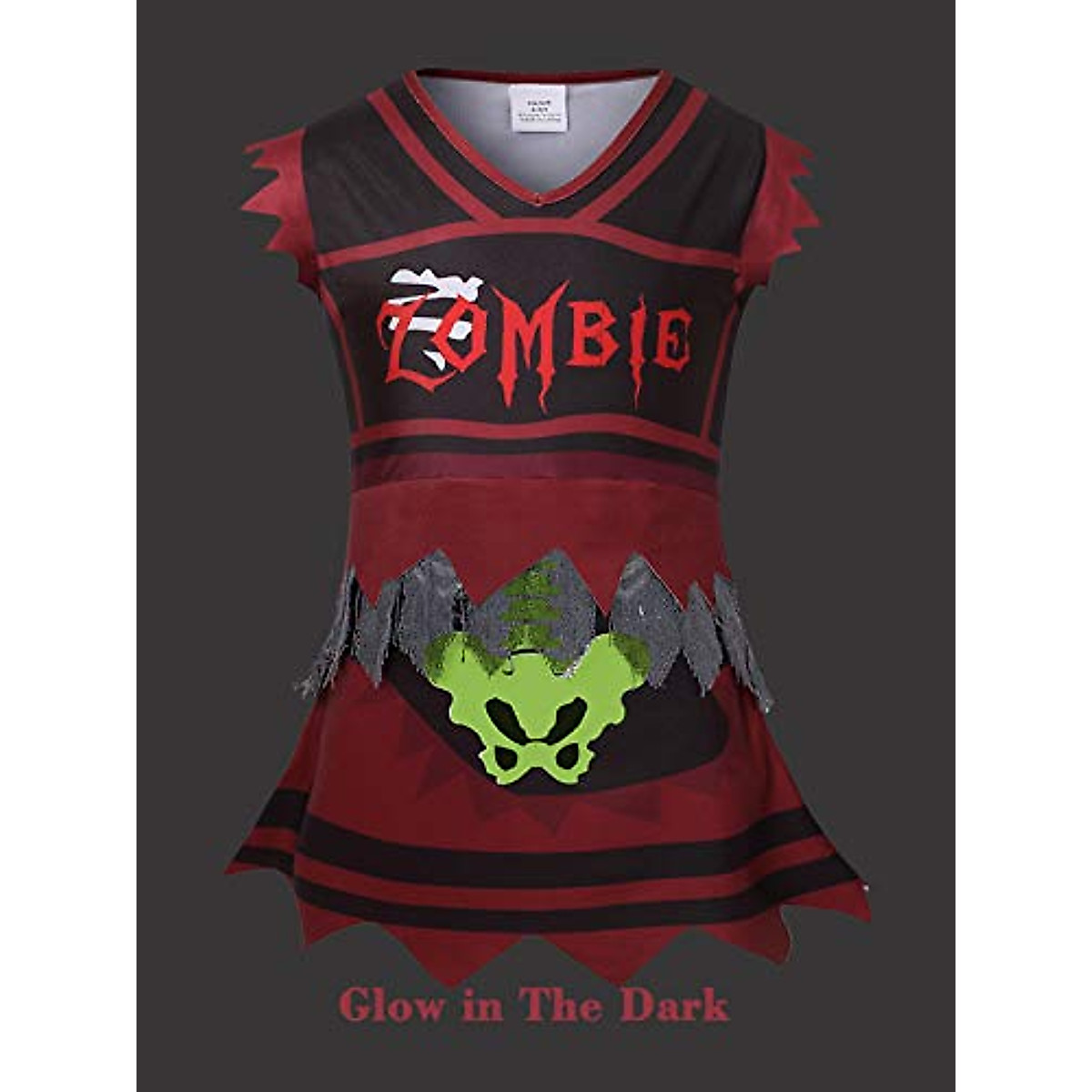 yolsun Zombie Cheerleader Gostume for Girls, Glow in The Dark, Halloween Fearsome Costume (8-10 Years)