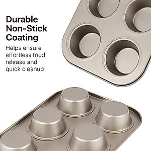 Flexzion Muffin Tray Cupcake Baking Pan 2 Pack, 6-Cup Nonstick Carbon Steel Muffin Tins Non-Stick Cupcake Tin Bakeware Accessories for Baking Cupcakes Muffin Brownies Snacks, Easy Clean, Fridge Safe