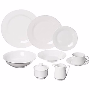 10 Strawberry Street Simply Round 45 Piece Dinnerware Set, White