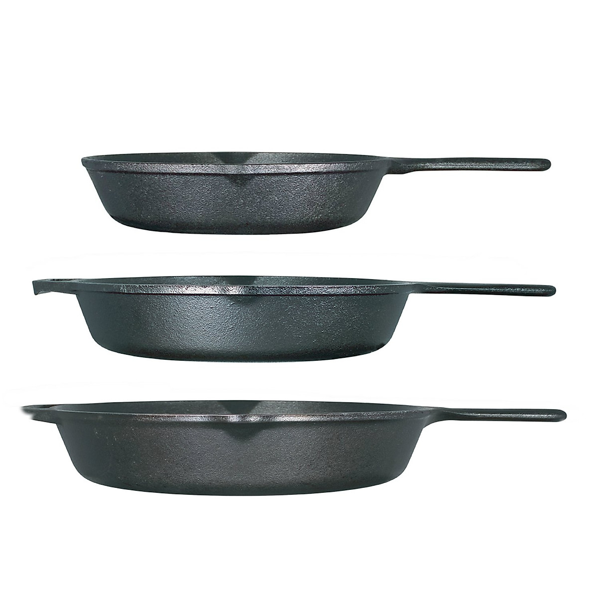 Lodge Seasoned Cast Iron 3 Skillet Bundle. 12 inches and 10.25 inches with 8 inch Set of 3 Cast Iron Frying Pans