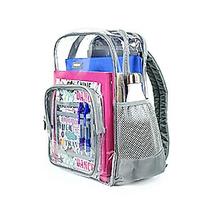 SMARTY Heavy Duty Clear Backpack V6 Durable Transparent See Through Bag (Medium, Gray)