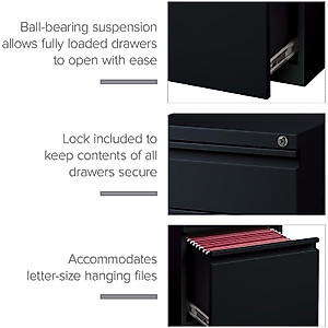 Hirsh Industries 20" Deep Box-Box-File Mobile Pedestal in (Black)