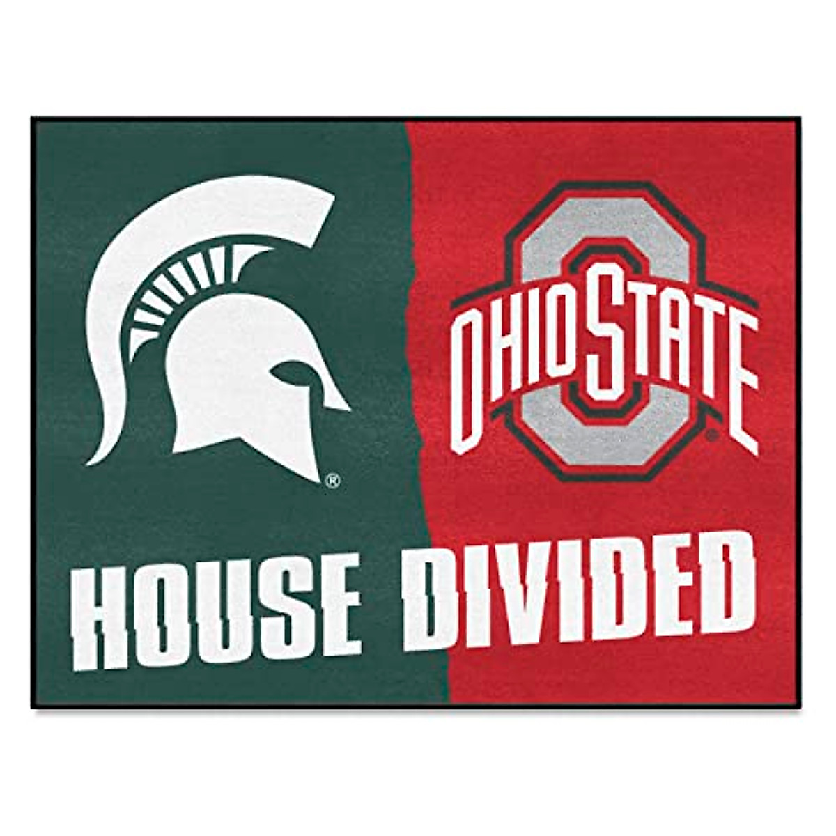 FANMATS 22316 Michigan State / Ohio State House Divided Rug - 34 in. x 42.5 in.