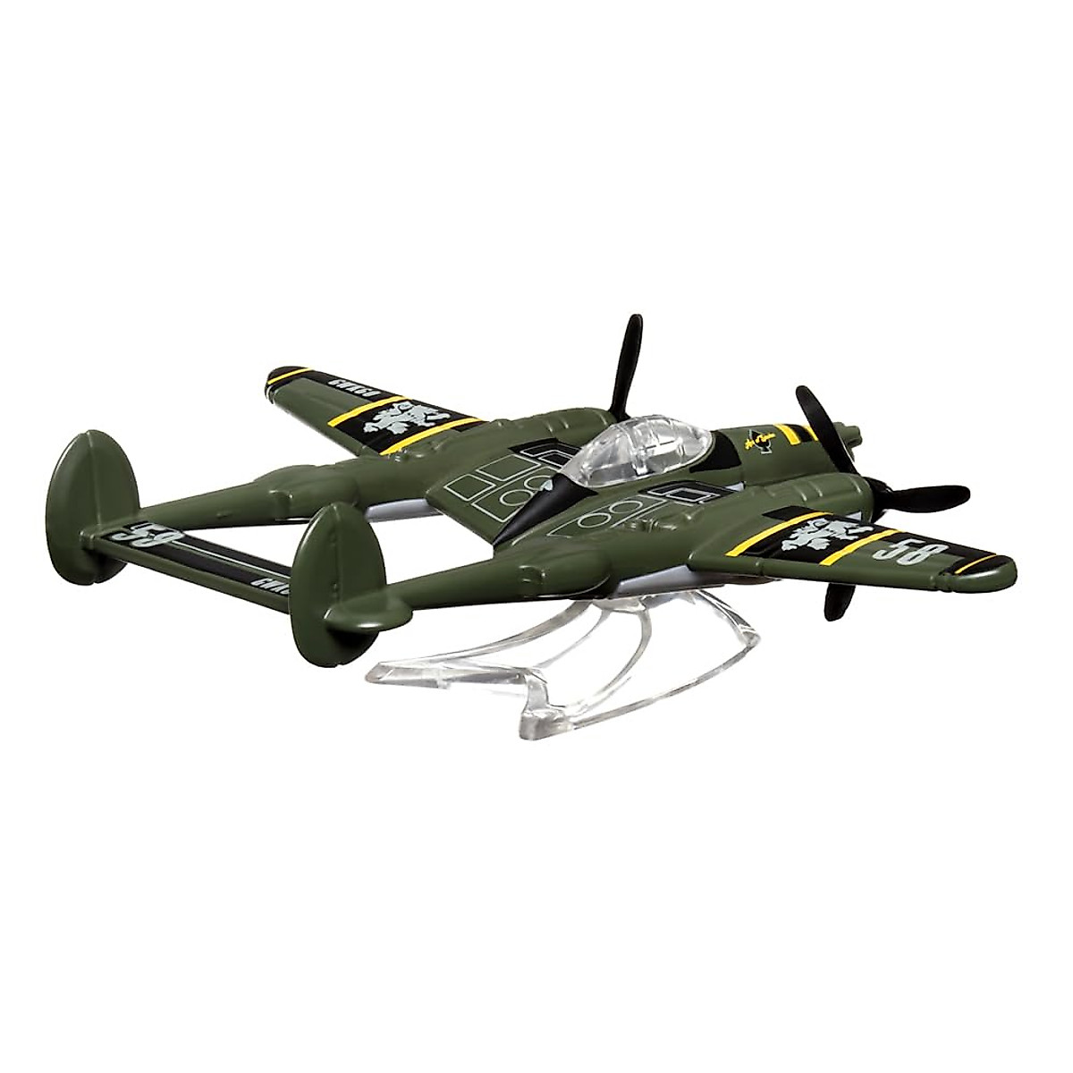 Matchbox Collectible Die-Cast Metal Sky Busters Inspired by Lockheed Martin P-38 Lightning Jet - HLJ25 ~ Green Combat Fighter Jet Airplane ~ Includes Playmat