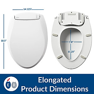 BEMIS Radiance Heated Night Light Toilet Seat will Slow Close and Never Loosen, ELONGATED, Long Lasting Plastic, White, H1900NL 000