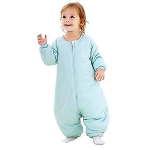 RESTCLOUD Baby Sleep Bag with Feet Winter, Wearable Blanket with Legs, Sack for Toddler Thicken 2.5 TOG (18-36 Months, Medium) Blue
