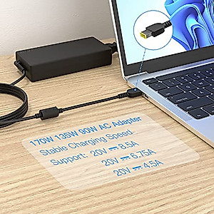 170W 20V 8.5A Laptop Charger Replacement for Lenovo Thinkpad P50 P51 P52 P53 P70 P71 P73 W540 W541 T540P P15 P17 P15V P15G T15G T15P P1 Power Adapter Supply Cord