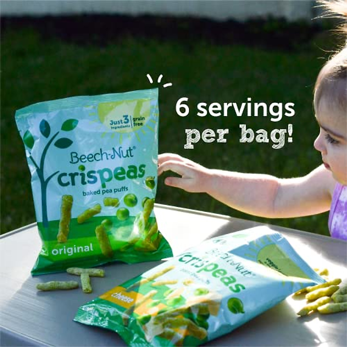 Beech-Nut Toddler Snacks, Original Crispeas Baked Pea Puffs, 1.4 oz Bag (7 Pack)