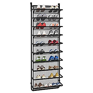 FKUO 10 Tier Over The Door Shoe Organizer Hanging shelves Shoe Storage Shoe rack for Closet entryway Space Saving (10 Layer, Matte black)