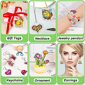 cridoz Shrink Plastic Keychain Kit, Shrink Art Kit Including 25 Sheets Shrink Film, Keychains Jewelry Accessories for Kids Creative Art and Craft Activity