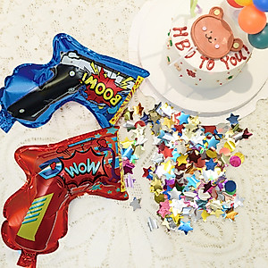 ZAKVOOR 24PCS Inflatable Fireworks Gun Party Toys Confetti Fireworks Handheld Confetti Poppers with Novelty Design Party Supplies for Birthday Christmas Wedding Graduation