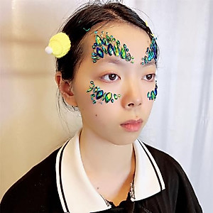 Face Jewels festival halloween face Tattoo body gems Bindi Glitter Eyes rhinestone Forehead Sticker DIY Face Decoration Face Gems Rhinestone Temporary Tattoo Sticker(emerald ab/SR14)