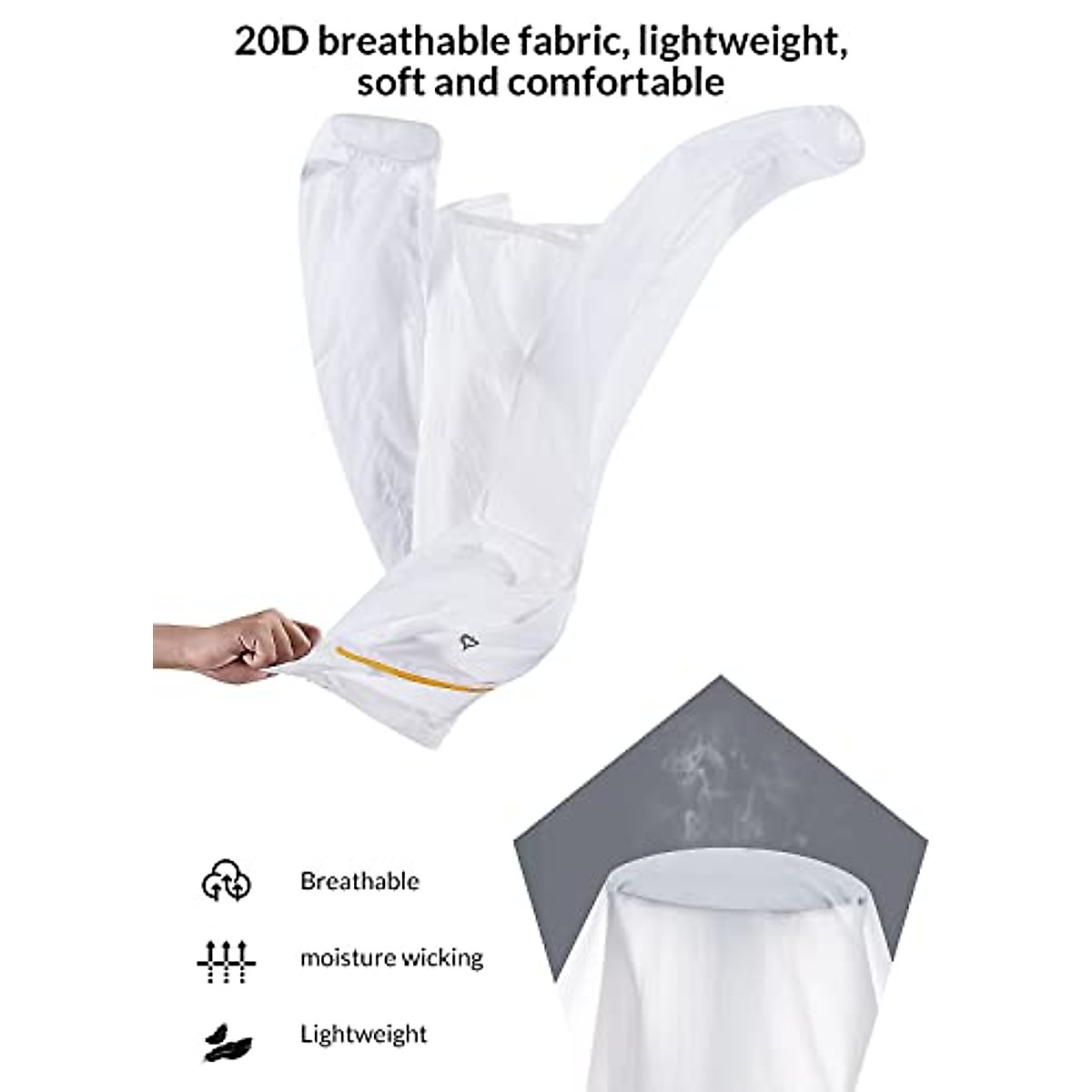 BALEAF Men's Cycling Windbreaker Jackets Lightweight Windproof Packable Pockets Reflective Water-resistant UPF40+ All Weather White L