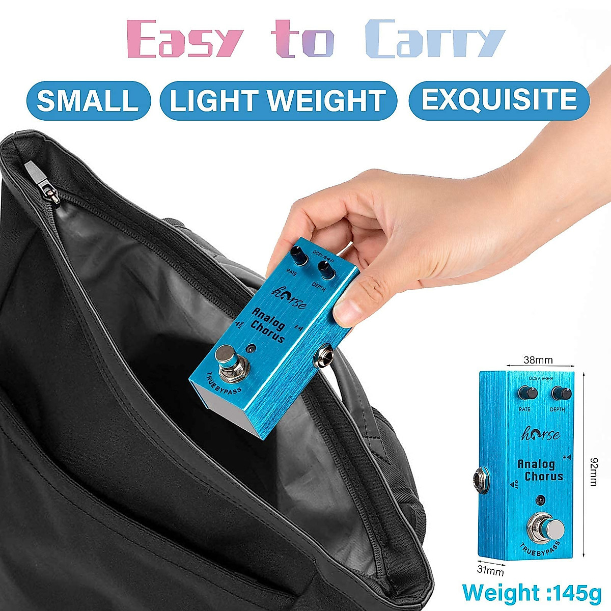 Analog Chorus Guitar Pedal, Horse Electric Effects Pedals Mini Single Type DC 9V True Bypass