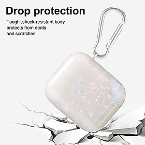JOYLAND Bling Hard Case Cover with Multicolor Pearl Shell for AirPods 2 & 1,Full Protective Case with Shell Pearl Keychain for Girl Women Men Glitter Wireless Charging Airpods Case for AirPods 1