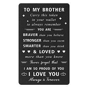 ENGZHI To My Brother Gifts Wallet Card - Brother Birthday Card, Inspirational Gifts for Brother Christmas Graduation