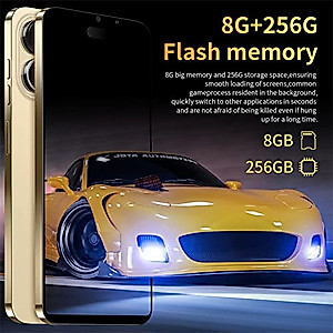 Unlocked Smartphone, I14pro 6.1 Inch Full Screen 5G WiFi Mobile Phone, Face Unlock Cellphone, 4GB RAM 64GB ROM 128GB Expandable, MT6889 10 Core CPU, 7000 Mah Battery