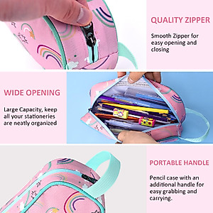 BETURETOP Cute Pencil Case for Girls, Pencil Case for Kids, Large Capacity Pencil Pouch Organizer for Student School Office Supplies, Kids Pen Holder Pencil Box with Zipper (Rainbow)