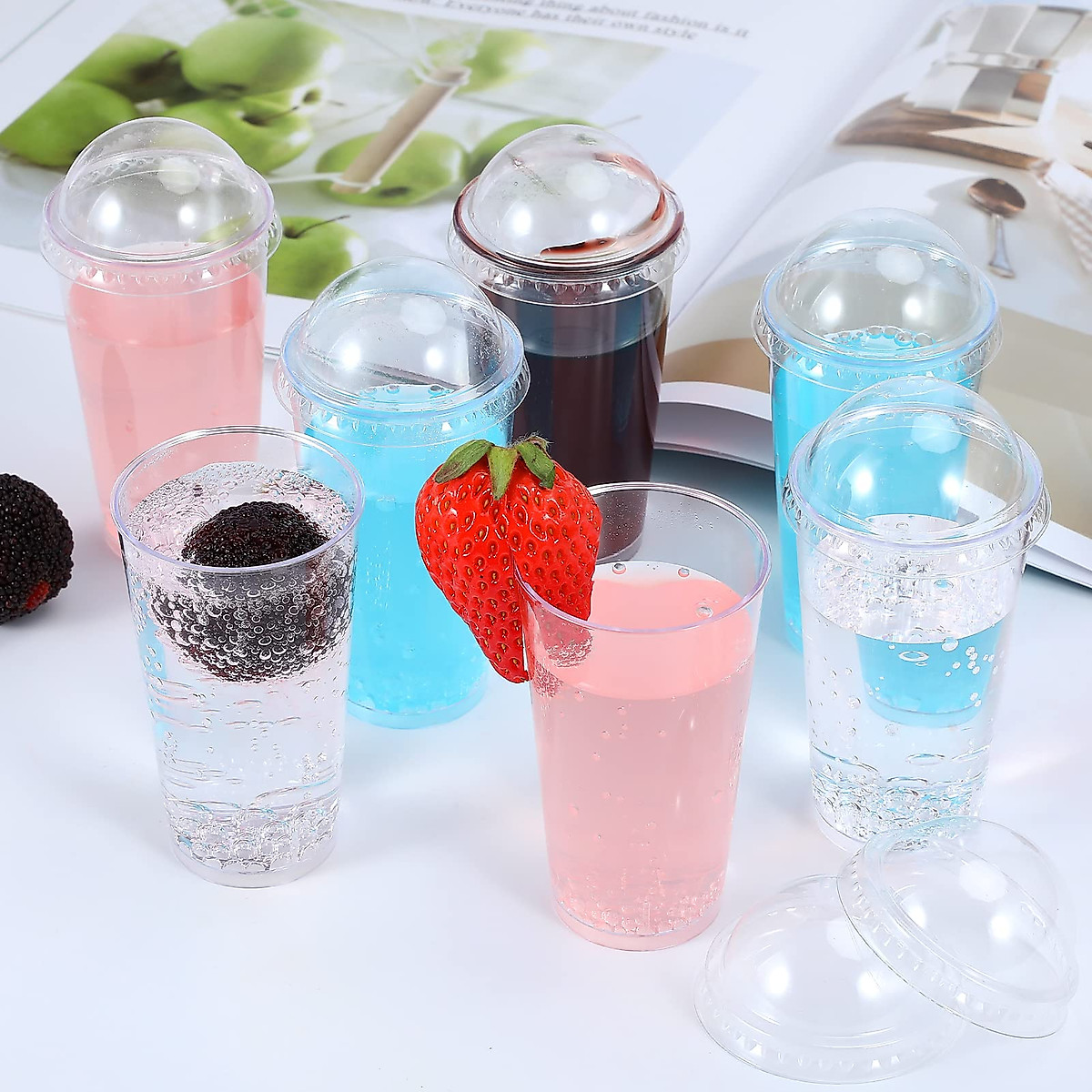 HawHawToys 100 Pack 3 OZ Dessert Cups with Lids and Spoons, Clear Plastic Mini Dessert Shooter Parfait Cups for Party Desserts,Appetizers Serving (100)