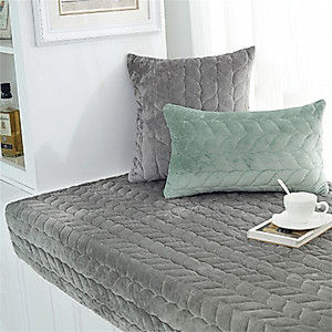 JeogYong Thick Plush Bay Window Mat Non-Slip Crystal Velvet Bay Window Cushion Pad, Modern Windowsill Bench Seat Cushion for Indoor Tatami Sofa Decor Home Bedroom Living Room