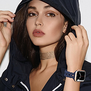 6 Pack Braided Silicone Bands Compatible with Apple Watch Band/iWatch Bands Women 38mm 40mm 41mm 44mm 45mm, Slim Replacement Strap Breathable Sport Wristband for iWatch Series 9 SE 8/7/6/5/4/3/2/1