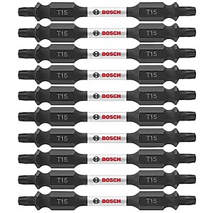 BOSCH ITDET1525B 10-Pack 2-1/2 In. Torx #15 Impact Tough Double-Ended Screwdriving Bits