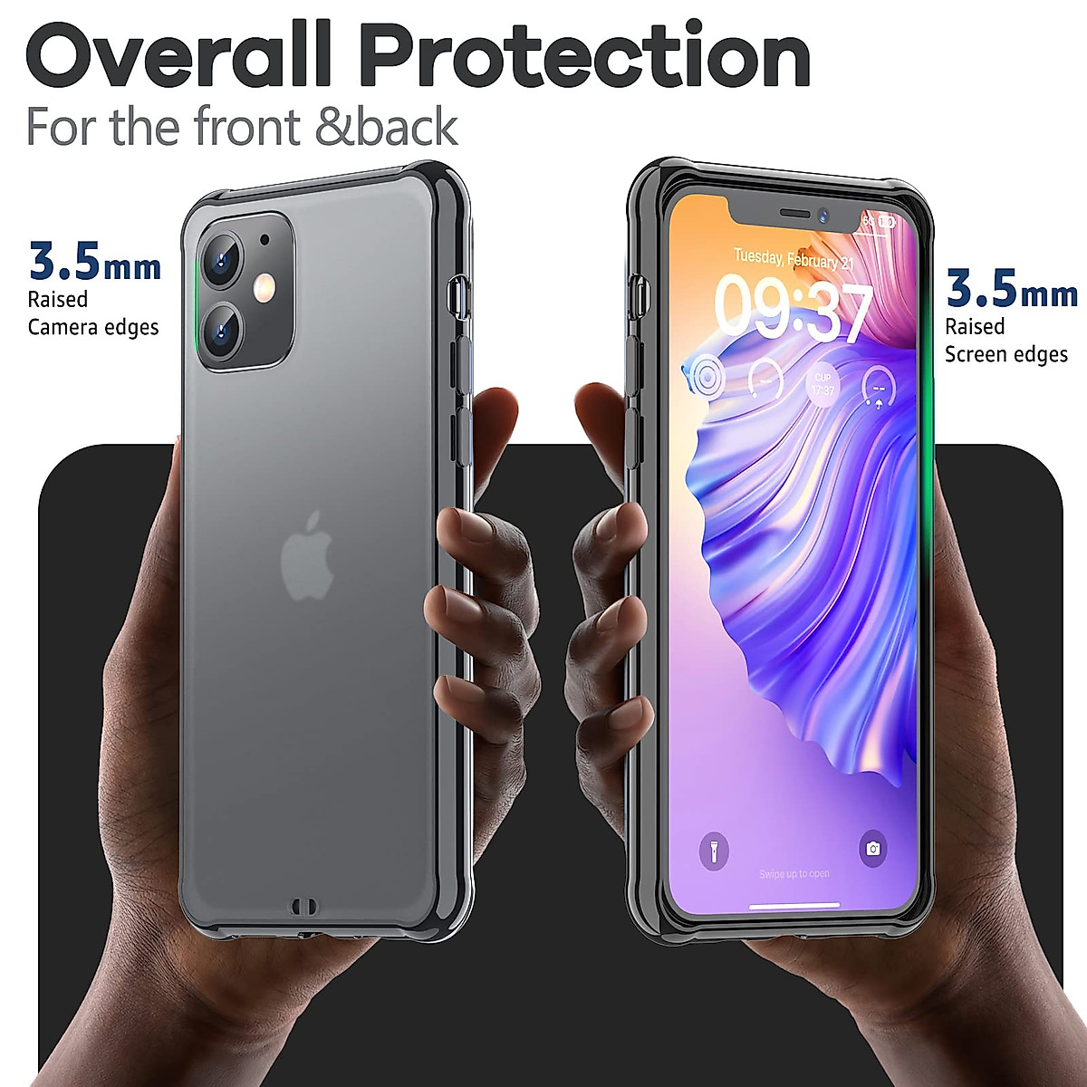 ORIbox for iPhone 11 Case Black,Translucent Matte case with Soft Edges, Lightweight,iPhone 11 Phone Black Case for Women Men Girls Boys Kids