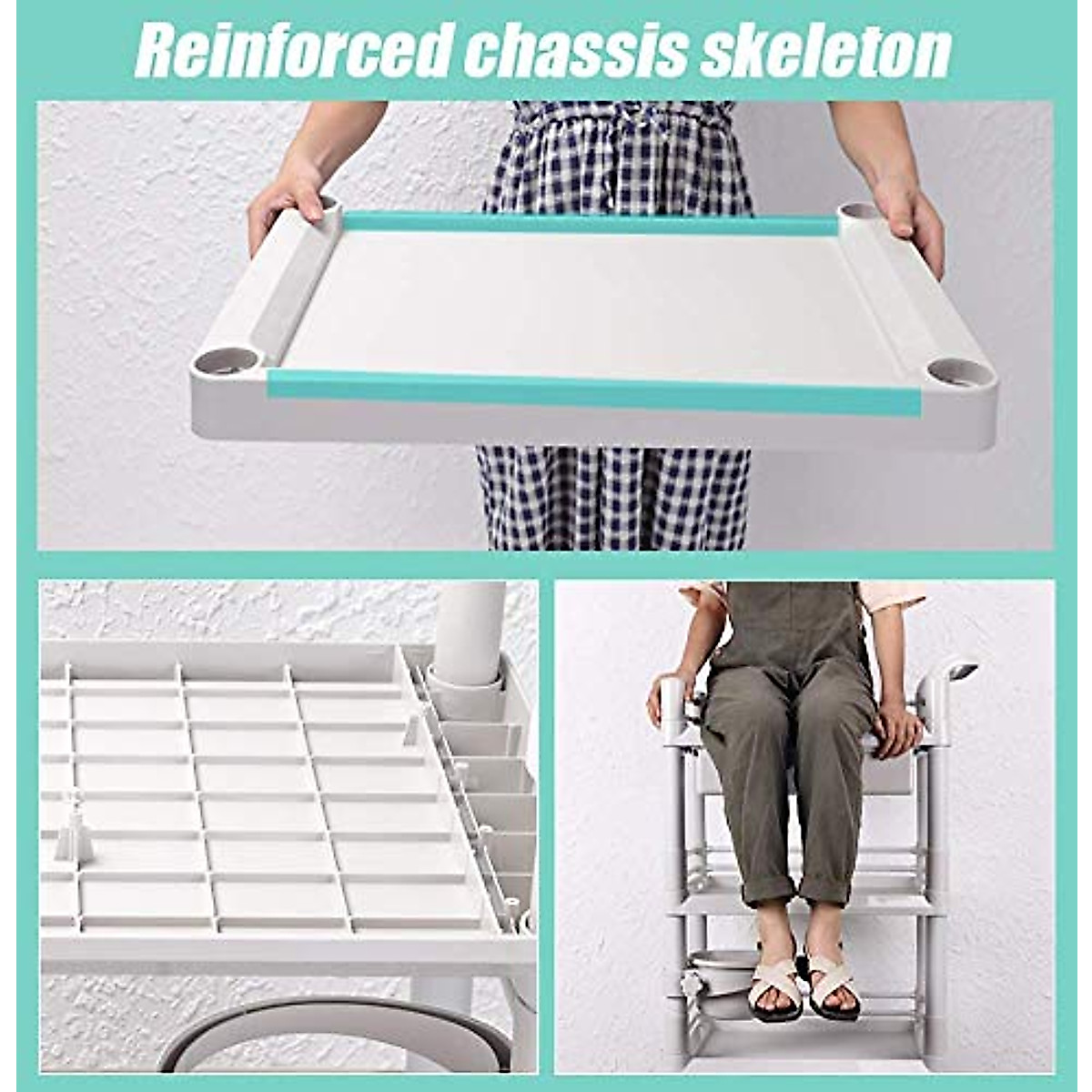 MTYLX Multifunctional Portable Trolleys with Wheels,Dental Mobile Utility Trolley Serving Cart with Wheels and Two Drawer, Gray White,64.5×44.5×98Cm