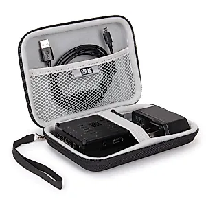 USA Gear Mini PC Case Compatible with Raspberry Pi 3, Raspberry Pi 4, Zero, and Model B Motherboard - Water Resistant, Accessory Storage, Wrist Strap, and Security Strap - Black