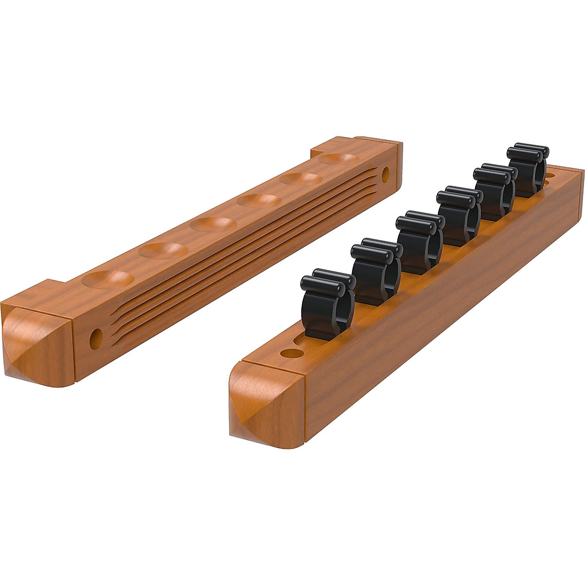 Fat Cat 2-Piece Wall Mounted Hardwood Billiard/Pool Cue Rack, Holds 6 Cues