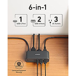 Anker USB C Power Strip, 521 Power Strip with 3 Outlets and 30W USB C Charger for iPhone14/13,5 ft Extension Cord, Power Delivery High-Speed Charging Station for Dorm Room, Office, and Home