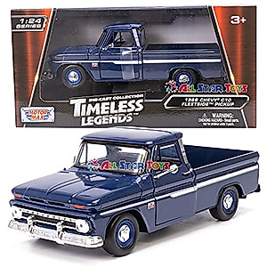 1966 Chevy C10 Fleetside Pickup Truck, Dark Blue - Motormax 73355 - 1/24 Scale Diecast Model Toy Car, unisex-children