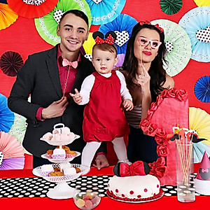 Irenare 3 Pcs Mouse Birthday Party Supplies Christmas Tablecloth Mouse Theme Baby Shower Decorations Plastic Table Cover Polka Dot Tablecloth Lady Bug Party Decorations, 54 x 108 Inch(Red)