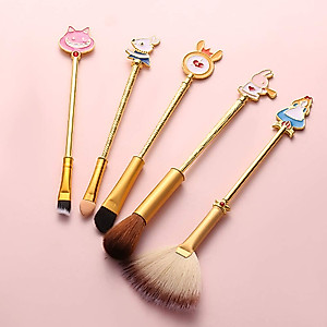 Anime Alice in Wonderland Makeup Brushes Set Foundation Blending Powder Eye Shadow Contour Concealer Blush Cosmetic Fairy Makeup Brush Tools