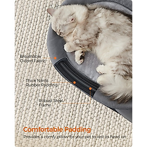 Feandrea Cat Bed, 2-Tier Elevated Cat Bed, Breathable Cat Hammock for Multi-Cat Households, Indoor Cats, with Removable Washable Mesh, Steel Frame, for Summer, Dove Gray UPCB012G01