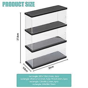 DICOSMETIC 3-Tier Transparent Display Case Acrylic Display Risers Stand with Door Rectangle Model Blocks Minifigures Display Case 300x95x378mm Holder Stand Box for Display Collection