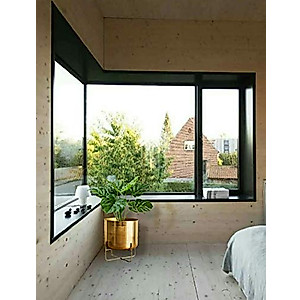 Serene Spaces Living Wide Gold Planter with Detachable Metal Stand, Decorative Indoor Planter Pot, Flower Pots Stand for Living Room, Kitchen, Office, Measures 26" Tall and 14" Diameter