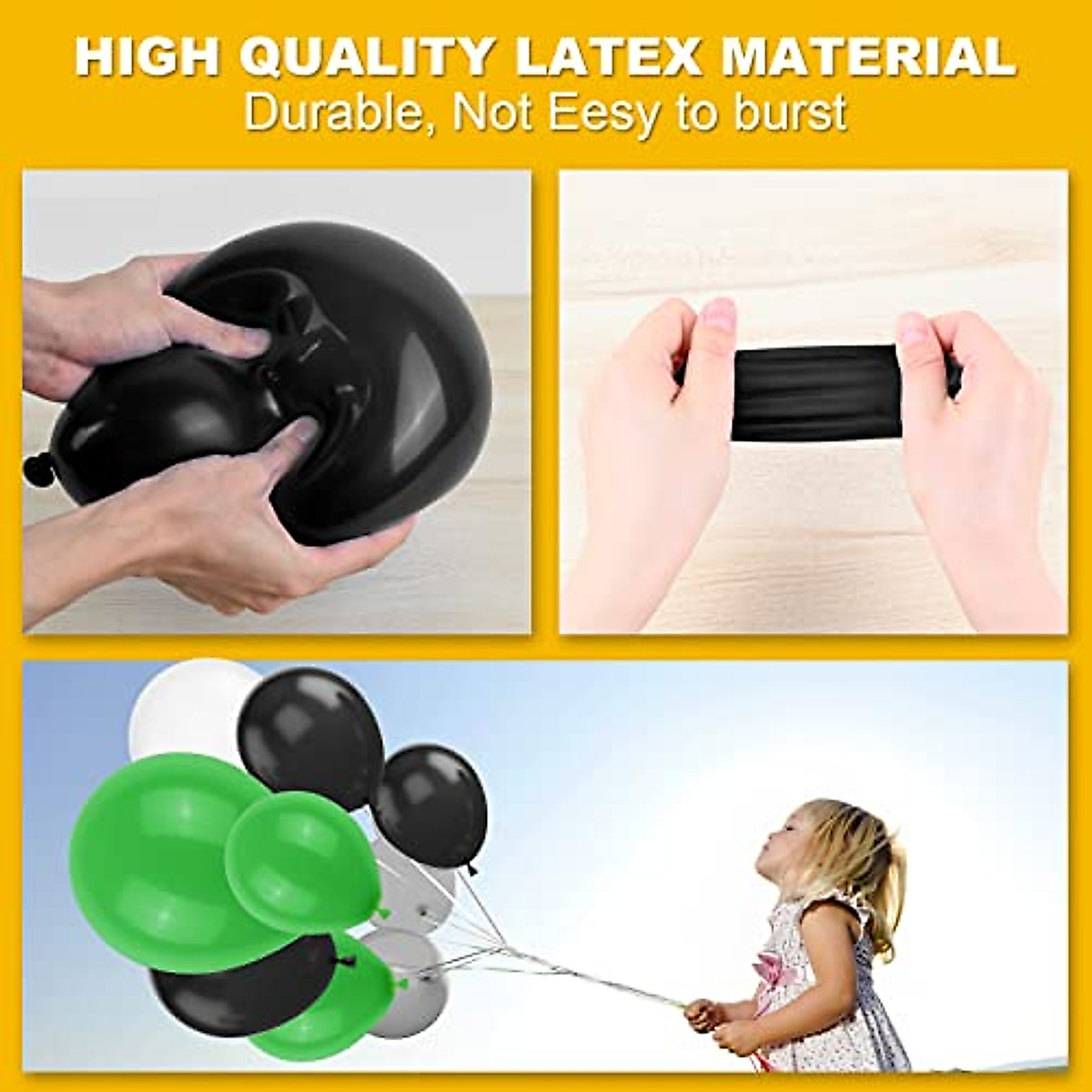 Black White Green Balloons, 60PCS Green Black Foootball Birthday Balloons, 12Inch Green White Latex Balloons Foootball Party Balloons for Boys Video Game Sprots Soccer Theme Party Baby Shower Supplies